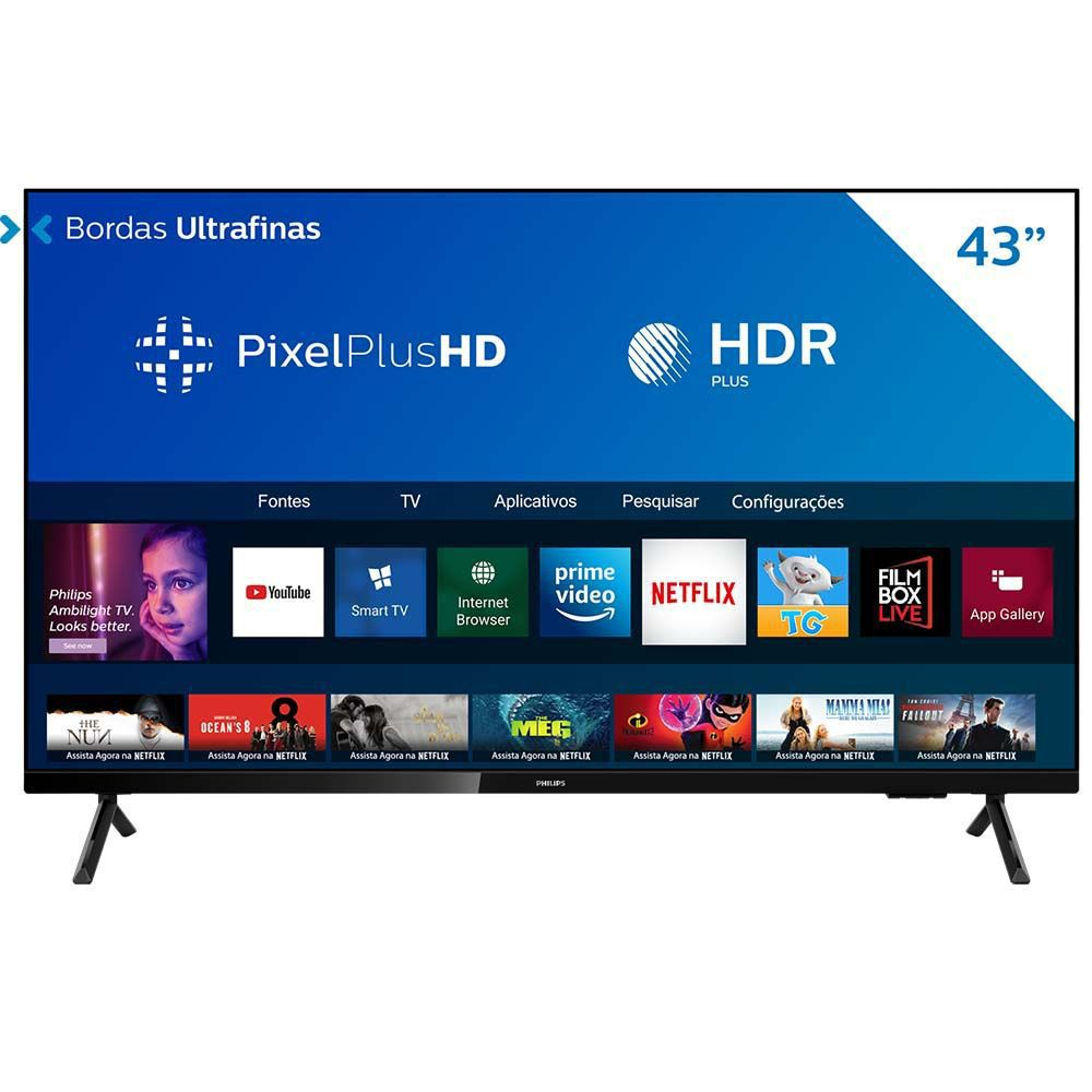 Smart TV Philips 43" Full HD HDR Plus 3X HDMI 2X USB Wifi Conversor ...