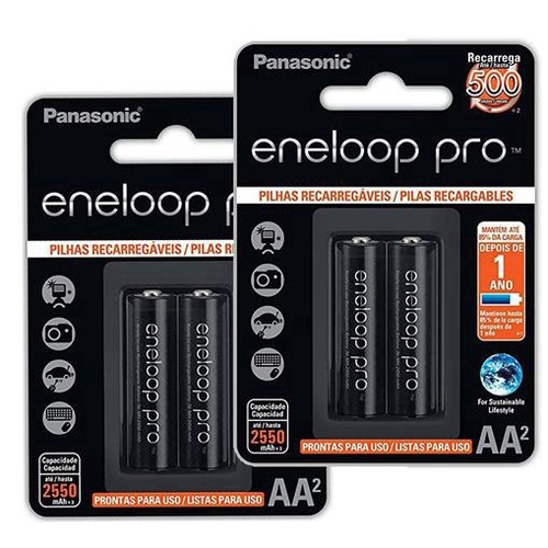 Pilha Recarregável Eneloop Pro Com 4 Aa Original No Shoptime