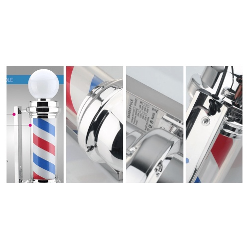 Barber Pole Para Barbearia Com 2 Lampadas E Giroscópio Outdoor 90x20