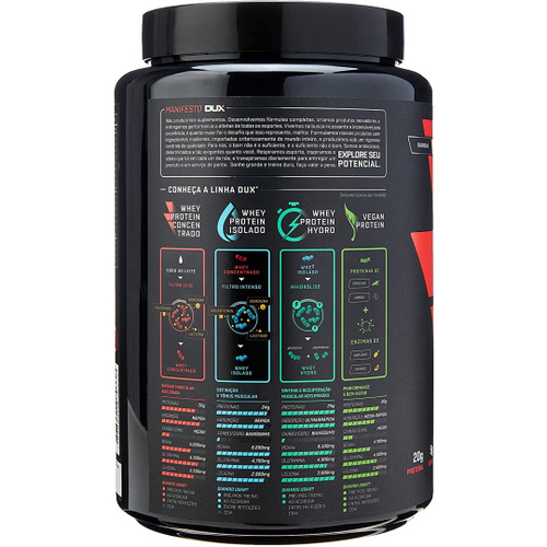 Whey Protein Concentrado Pote 900g Sabor Morango Dux Nutrition No