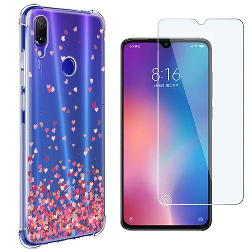 Capa Corações Anti Shock Xiaomi Redmi Note 7 Película De Vidro No